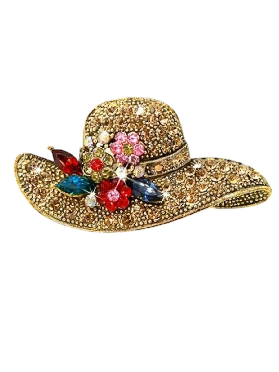 Vintage Hat Chest Pin - Gold*