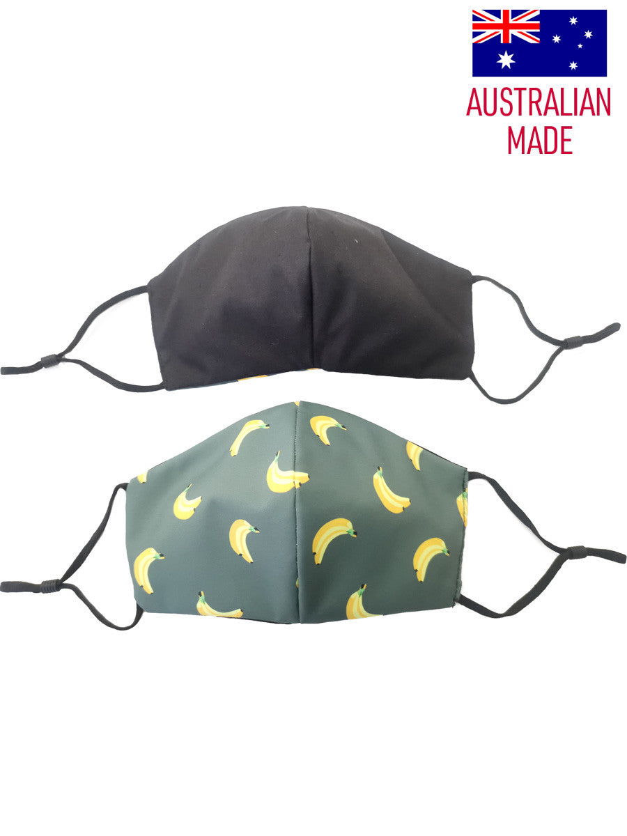 Fun Bananas Face Masks - Print (Black Reversible)**