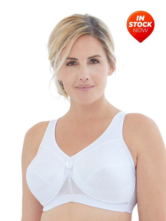 In Stock | Glamorise Plus Size Bra 1005 | Wire Free Support Bra | White