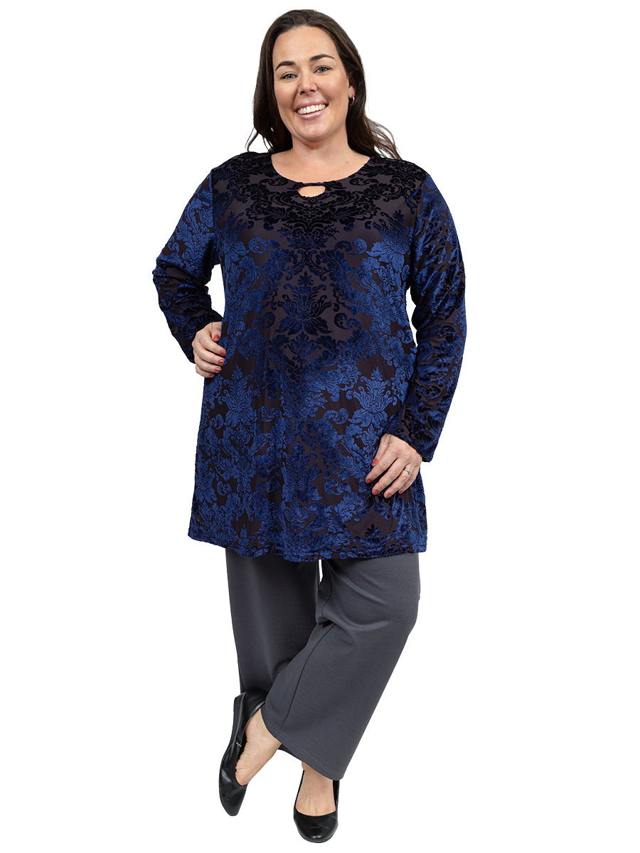 Finley Velour Tunic - Blue Print