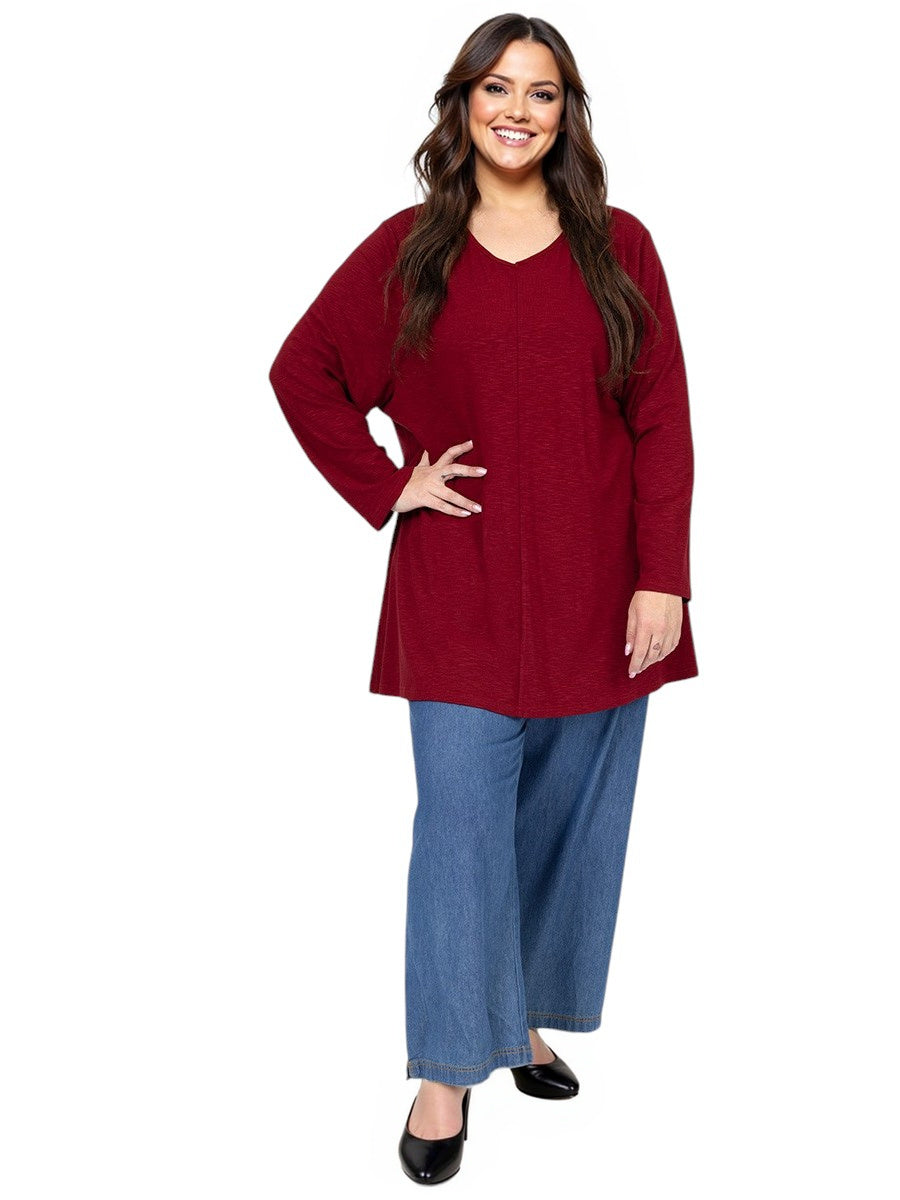 Plus Size Portland Tunic - Wine Marle | Dale and Waters