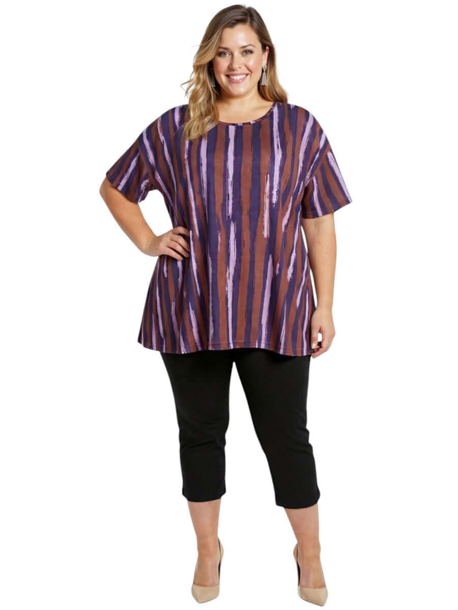 Plus Size Velma Top - Purple Print | Dale and Waters